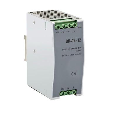 China DR-75-12 single output DIN rail power supply 75.6W 12V 6.3A for sale