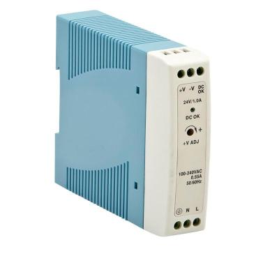 China Single output DIN rail power supply 24W 24V 1A MDR-20-24 for sale