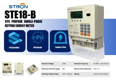 China Single Phase Prepaid Electricity Meter IP45 Anti-Tamper For Remote Power Management for sale