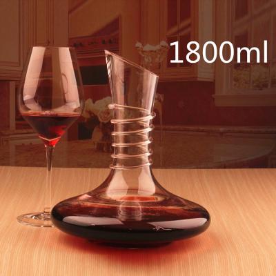 China 1800ml Non-Slip Spiral Design Lead-free Crystal Glass Red Wine Carafe Decanter for sale