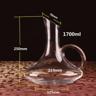 China Wholesale Red Wine Accessories Lead-free Oblique Crystal Decanter with Handle for sale