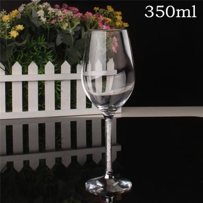 China Handmade Gold Crystal Glass 350ml Personality Handmade Clear Lead Free Wine Glass for sale