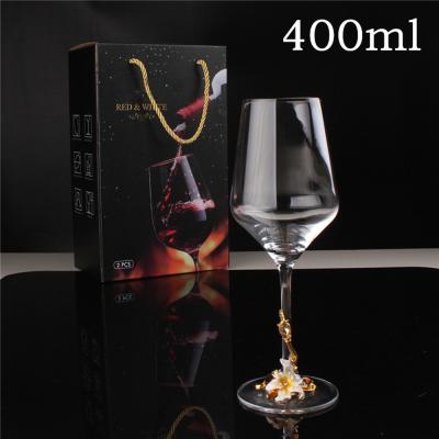 China Giant Glass Wine Glass 400ml Gold Stem Goblet Crystal Wine Glass for sale