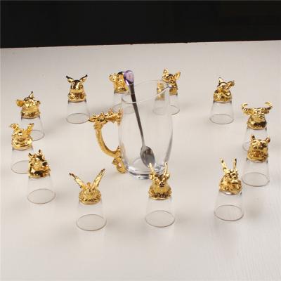 China Zodiac White Wine Dispenser Set Small Enamel Crystal Glass Gift Set for sale