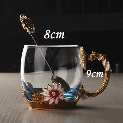 China Creative Decoration Coffee Mug Lead Free Daisy Enamel Crystal Glass Cup for sale