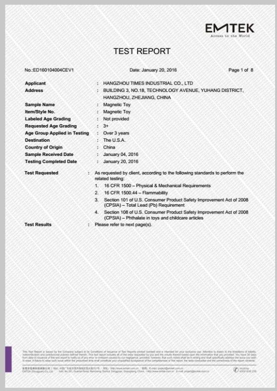 CPSIA - Hangzhou times industrial co,ltd