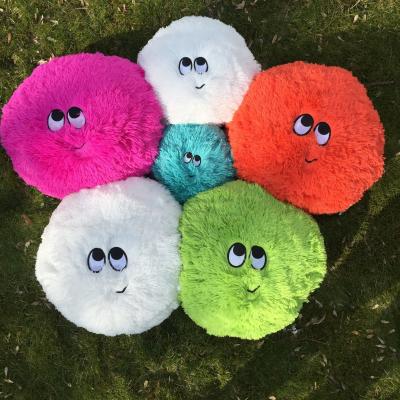 China 24'' Diameter Inflatable Funny Face Furry Ball With Eyes Polyester Outer Skin for Fun for sale