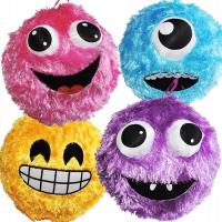 China 9'' Diameter Polyester Plush Smile Face Bouncing Balls for Customers for sale