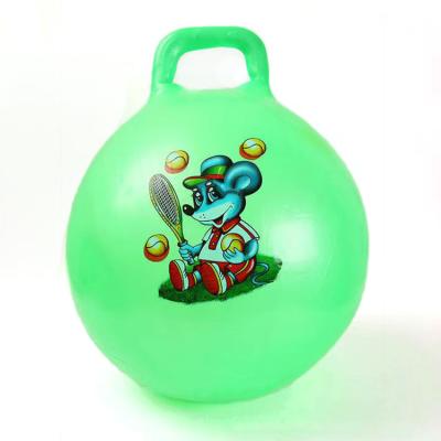 China Kids' Bouncy Jumping Ball with Rubber Handle 18''-24'' Diameter and Customized Design for sale