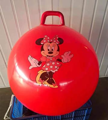 China Kids' Bouncy Jumping Ball with Rubber Handle 18''-24'' Diameter and Customized Design for sale