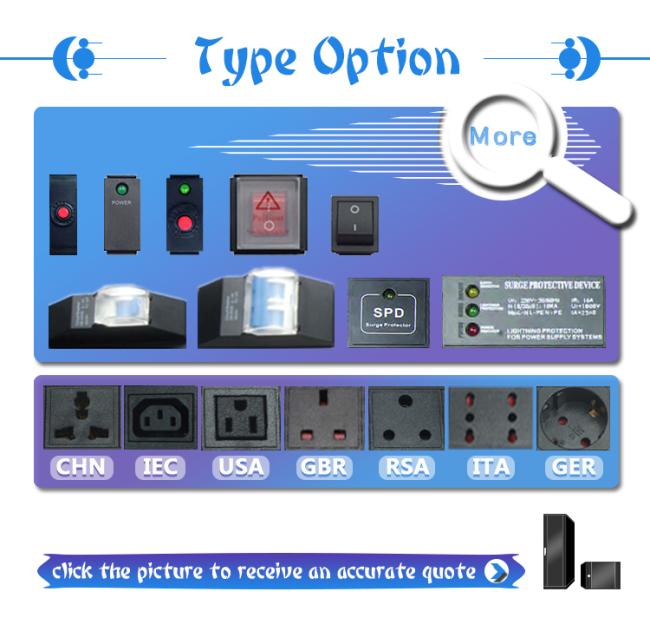 19-Inch IEC320 C13 C14 C19 Cabinet PDU with Circuit Breaker Switch Optional 8-Outlet C13 Power Distribution Unit