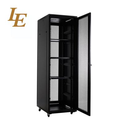 China Aluminum Frame 42U 47U Server Rack Cabinet 19 Inch Standard Tempered Glass Front Door Perforated Rear Door Adjustable Feet for sale