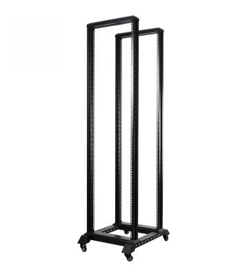 China LE-RA Open Server Rack SPCC Quality Steel Powder Coated Finish 350mm 600mm Depth Options 19 Inch Standard 4-Post Mobile Open Frame Server Rack Adjustable Depth 18U-47U 600mm Width 120kg Load Capacity for sale
