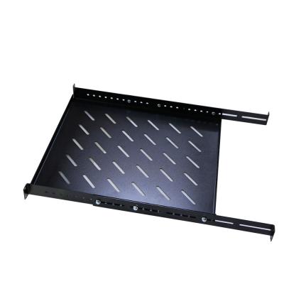 China 19" Network Cabinet Fixed Shelf Vented Cantilever Fixed Server Rack Shelf 1U 2U Cantilever Shelf with RAL9004 Black Sliding Shelves Adjustable trays Customized Adjustable Rack Tray Telescopic Shelves for sale