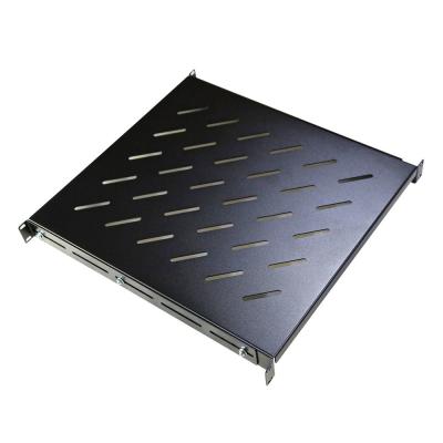 China 19" Network Cabinet Fixed Shelf Vented Cantilever Fixed Server Rack Shelf 1U 2U Cantilever Shelf with RAL9004 Black Sliding Shelves Adjustable trays Customized Adjustable Rack Tray Telescopic Shelves for sale