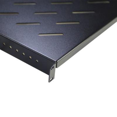 China 19" Network Cabinet Fixed Shelf Vented Cantilever Fixed Server Rack Shelf 1U 2U Cantilever Shelf with RAL9004 Black Sliding Shelves Adjustable trays Customized Adjustable Rack Tray Telescopic Shelves for sale