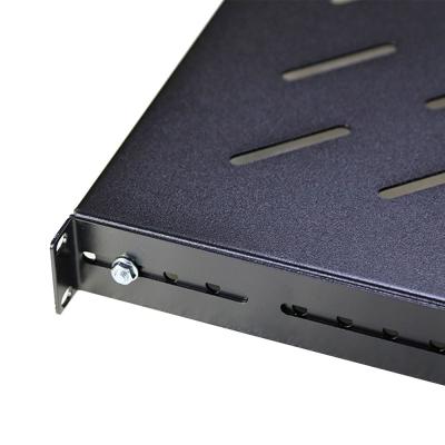 China 19" Network Cabinet Fixed Shelf Vented Cantilever Fixed Server Rack Shelf 1U 2U Cantilever Shelf with RAL9004 Black Sliding Shelves Adjustable trays Customized Adjustable Rack Tray Telescopic Shelves for sale