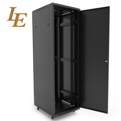 China Server Rack Cabinet 42U Tempered Glass Front Door Solid Metal Rear Door with Cable Management Adjustable Feet and Castors for sale