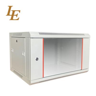 China 19 Inch RAL7035 600mm Wide 450mm Deep Wall Mounted Cabinet Tempered Glass Front Door with Decorative Strips Brush Cable Entry Available for sale