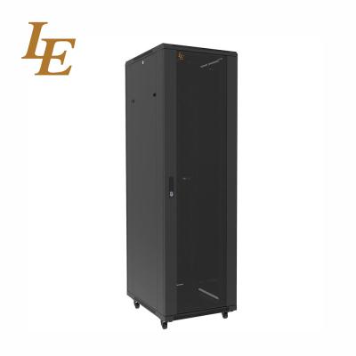 China Server Rack Cabinet 42U Tempered Glass Front Door Solid Metal Rear Door with Cable Management Adjustable Feet and Castors for sale
