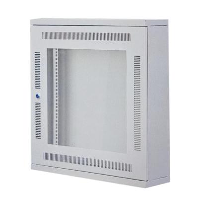 China 19 Inch Server Rack Cabinet 12U Wall Mounted Network Cabinet with Tempered Glass Door and Cable Entry hole on Top and Bottom for sale
