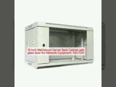 19 Inch Wall Mount Server Rack Cabinet With Glass Door For Network Equipment RAL7035