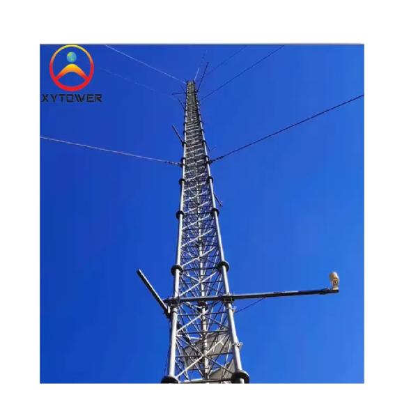 Quality Hot Dip Galvanized Guyed Wire 3 Legged Steel Pipe Lattice Microwave Telecommunication Tower for sale