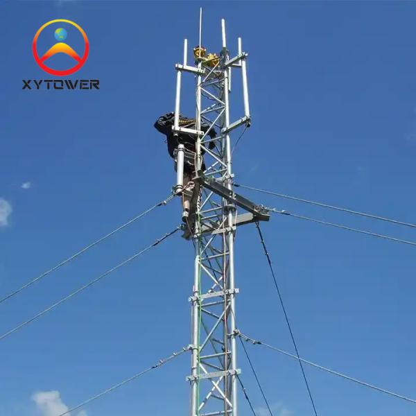Quality Hot Dip Galvanized Steel Tube Guyed Wire  Microwave Communication Antenna Tower for sale