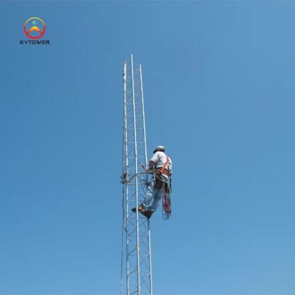 Quality 30 Meter Wire Supporting 3 Legged Tubular Telecommunication Steel Guy Wire Lattice Triangle Triangular Mast Guyed Tower for sale