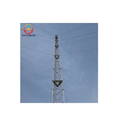 China 3 Legged Tubular Iron Galvanized Gsm Antenna Guy Wire 30m Lattice Triangle Mast Guyed Tower for sale