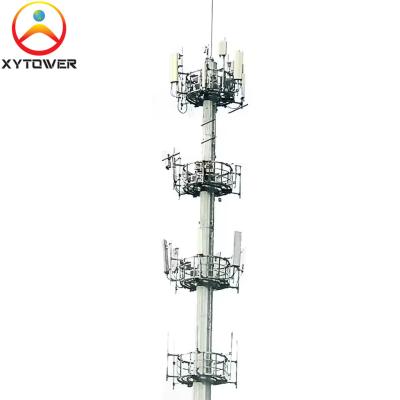China Galvanized Steel Tube Self Supporting AntennaTelecommunication Monopole with Multi-platform for sale