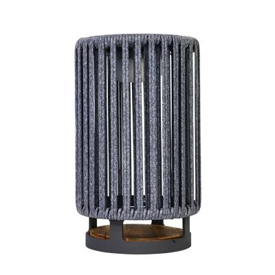 China Solar Garden Floor Lamp with Woven Shade for Patio and Resort Projects for sale
