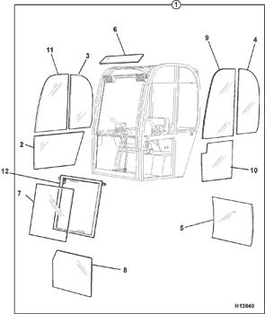 China 236/07303 Glass rear left JCB parts for sale