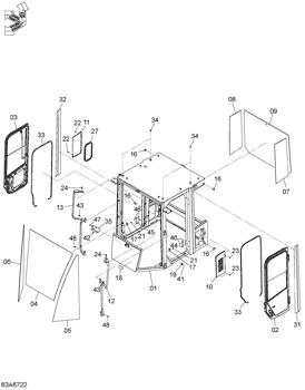 China 263G6-74102 GLASS FRONT Hitachi parts ZW100, ZW100-G, ZW120, ZW120-G, ZW140, ZW140PL, ZW150, ZW150PL, ZW180, ZW220, ZW220-HCMF, ZW250, ZW250-HCMF, ZW310, ZW310-A, ZW310-HCMF for sale