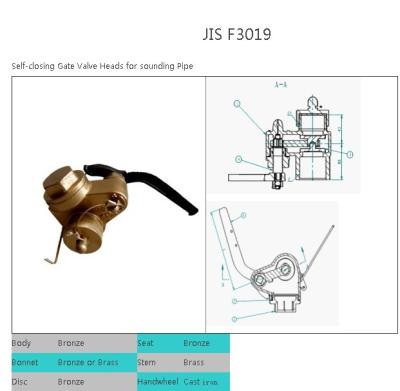 China JIS F3019 SELF CLOSING GATE VALVE HEAD FOR SOUNDING PIPE for sale