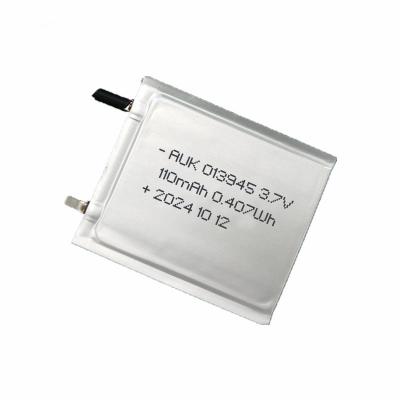 Batterie ultra-mince de 1 mm 013945 3,7V 110mAh 0,407Wh AUK Batterie Lipo Batterie au lithium polymère