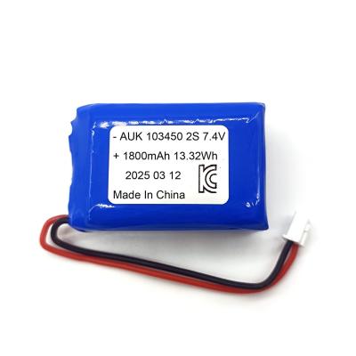 China Wholesale 7.4V 1800mAh Polymer Battery Pack For Beauty Devices, KC Certified 3.7V Li-Polymer Rechargeable Battery Model 103450 for sale
