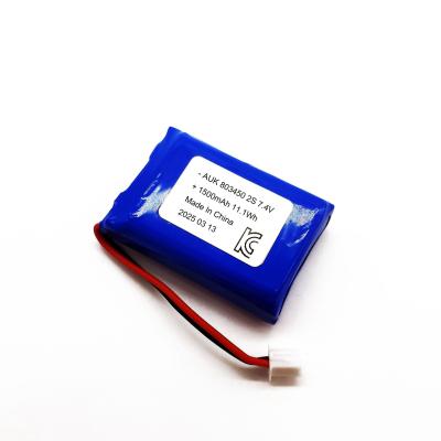 China AUK 803450 7.4V 2S 1500mAh Lipo Battery Lithium Polymer For Medical Device Ventilator And  Defibrillator Battery for sale