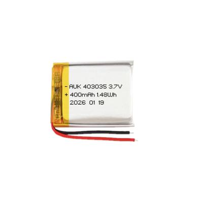 China AUK 403035 400mAh 3.7V For Game Helmet Game Controller Battery Wireless Mouse Smart Speaker Polymer Battery for sale