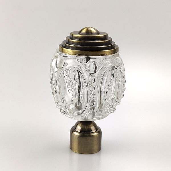 Quality Fashion Decorative Glass Curtain Rod Finials End Cap for sale
