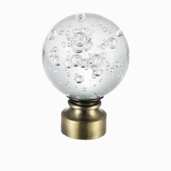 Quality Decorative Round Ball Glass Curtain Rod End Caps Simple Design for sale