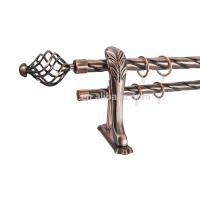 Quality Spiral Metal Double Twisted Curtain Pole Set With Accessories for sale