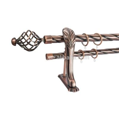 China Spiral  Metal Double Twisted Curtain Pole Set With Accessories for sale