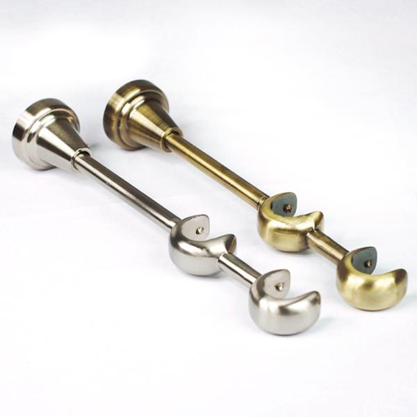 Quality Modern Single Metal Curtain Rod Bracket in Bronze Double Hook Design for sale
