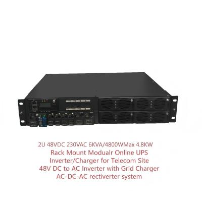 China 19inch  2U 48VDC 230VAC 6KVA /600W   Rack Mount Modualr Online UPS Telecom rectifier  inverter-charger 2 in 1 for telecom sites. for sale
