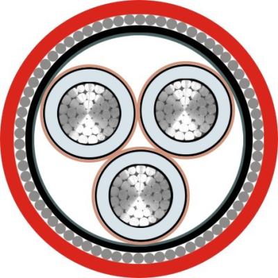 China High Voltage XLPE Insulated 3 Phase Armoured Cable With Copper Tape Screen for sale