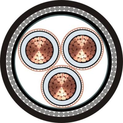 China High Voltage XLPE Insulated 3 Phase Armoured Cable With Copper Tape Screen for sale