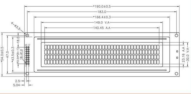 6 inch COG LCD display technical drawing
