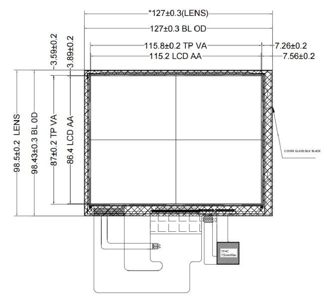 5.7 inch TFT LCD touch screen display technical diagram