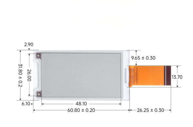 2.15 inch Electronic Paper Display technical diagram